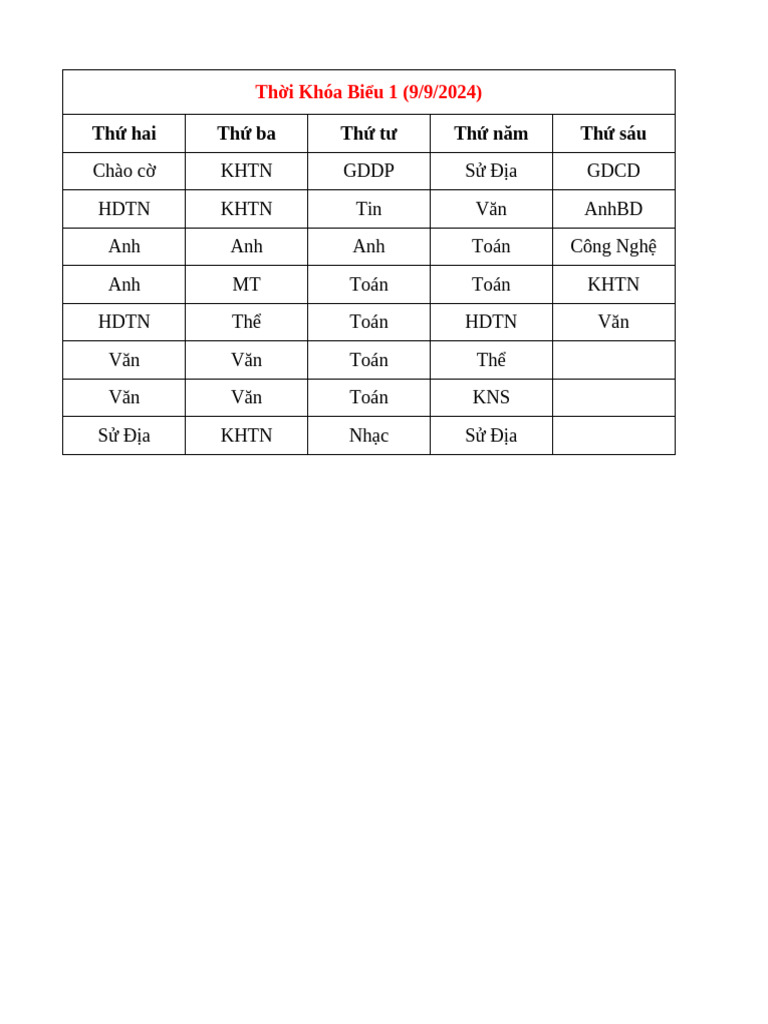 Thoi Khoa Bieu | PDF