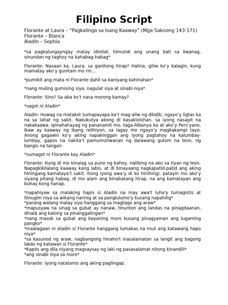 Reprint Filipino Script - Florante at Laura | PDF