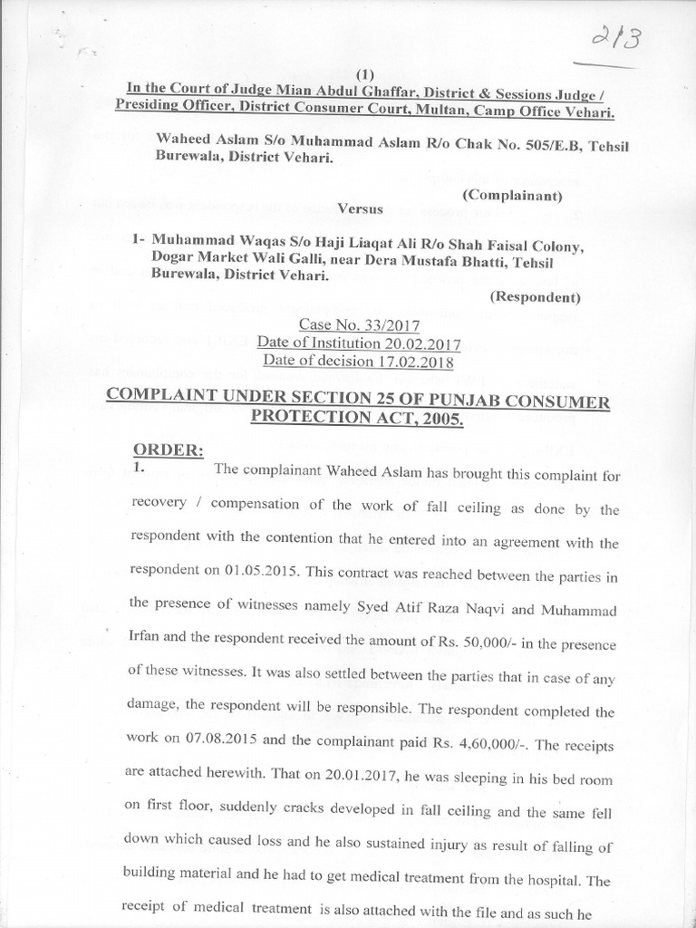 Waheed Aslam Vs Muhammad Waqas | PDF