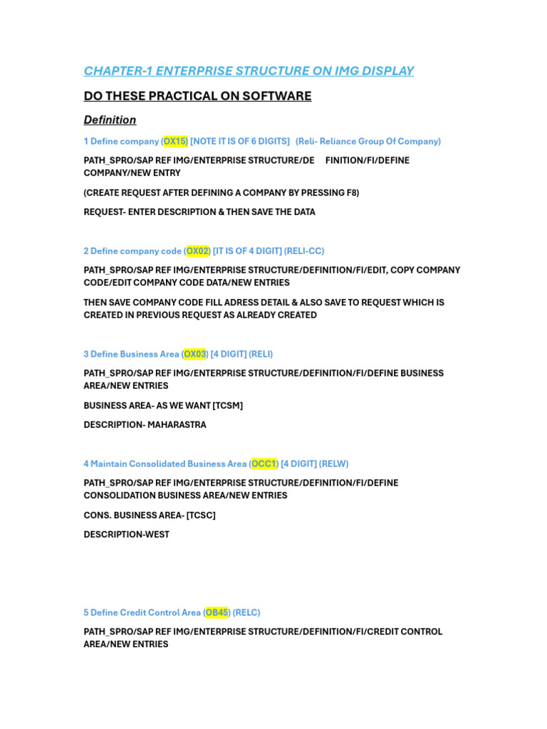 Configure Enterprise Structure in SAP | PDF