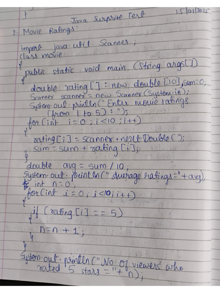 Java Surprise Test Answer Sheet | PDF