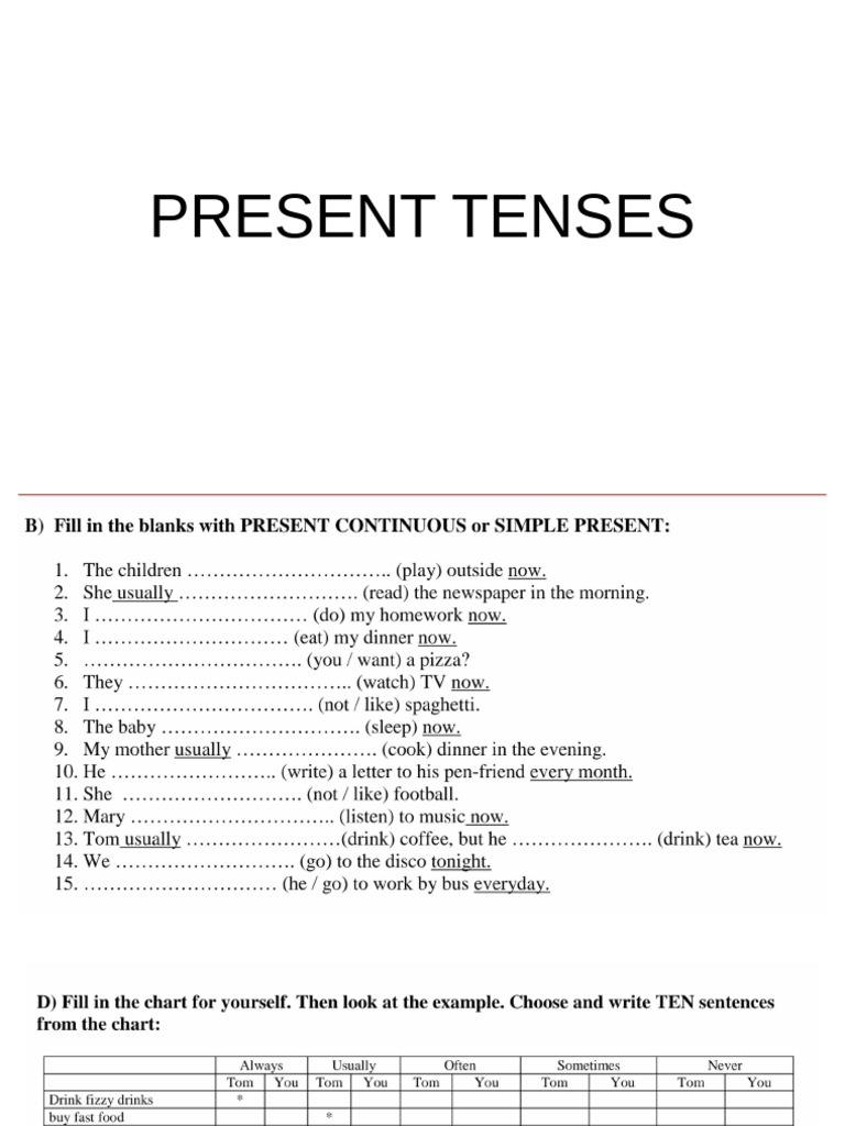 Present Tenses | PDF