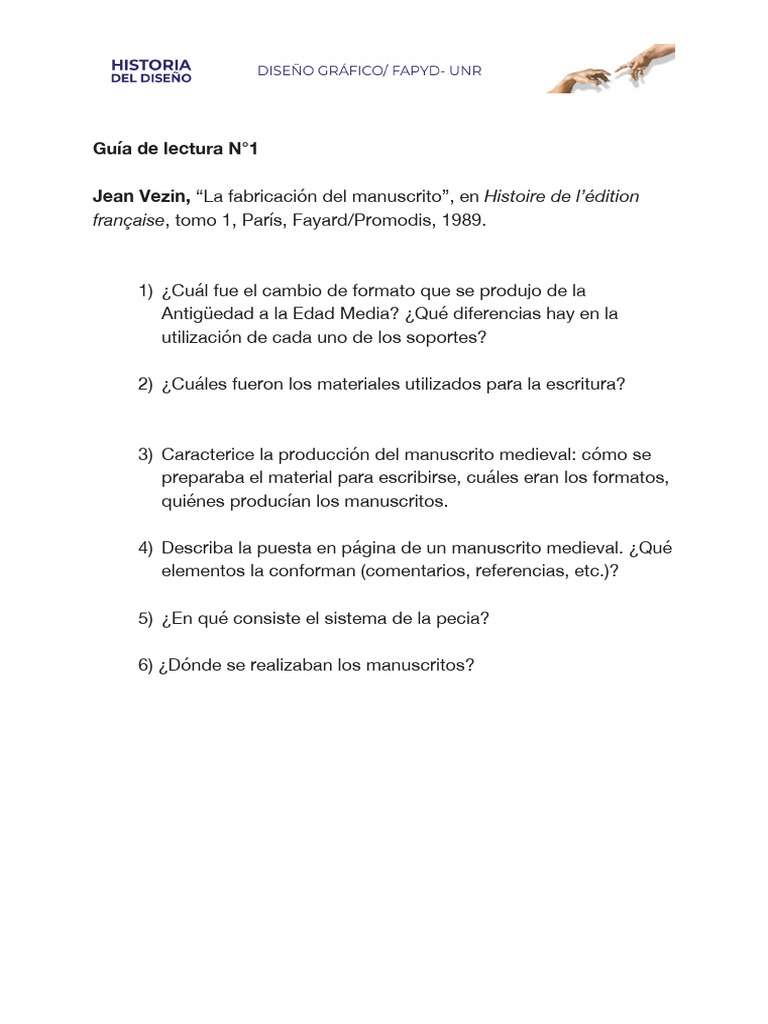 1 - Guia de Lectura. Manuscrito | PDF