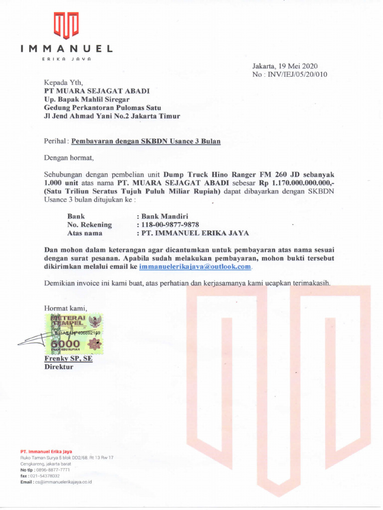 01 IEJ Perihal Pembayaran SKBDN Usance | PDF