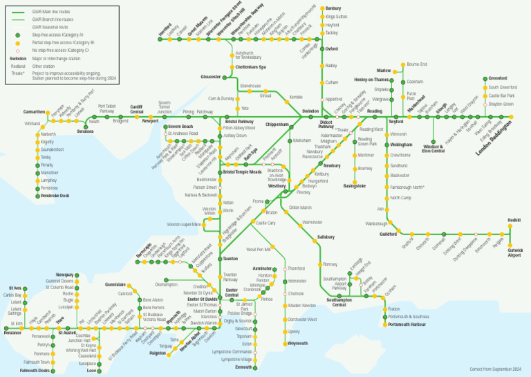 GWR Route Map and Accessibility 2024 | PDF