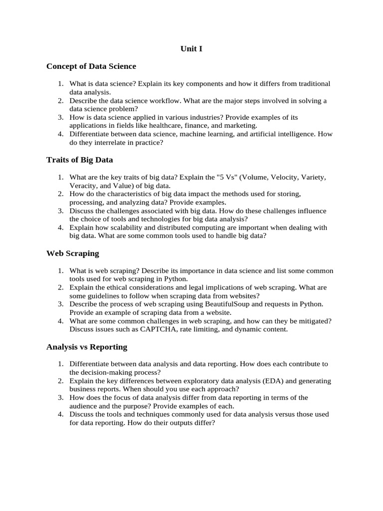 Assignment Unit I and II | PDF | Big Data | Data