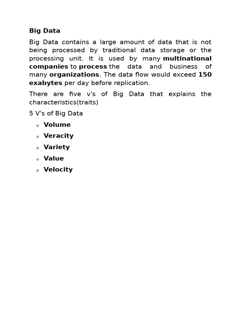 Big Data Characteristics | PDF | Big Data | Mean