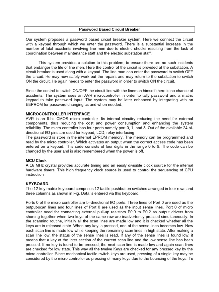 Pass Based Circuit Braker | PDF | Relay | Microcontroller