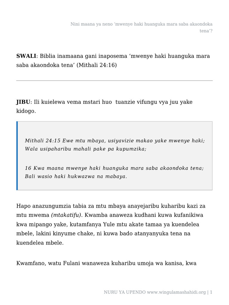 Nini maana ya neno ‘mwenye haki huanguka mara saba akaondoka tena’_ (1) | PDF