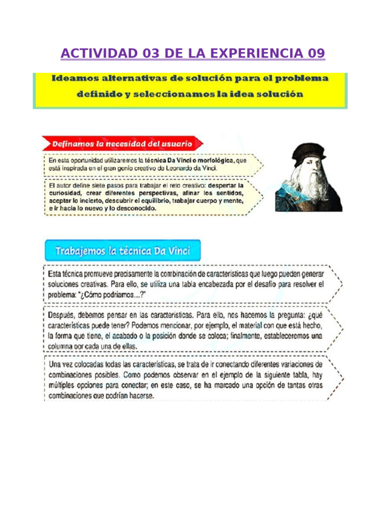 ACTIVIDAD 03 DE LA EXPERIENCIA 09 ept | PDF