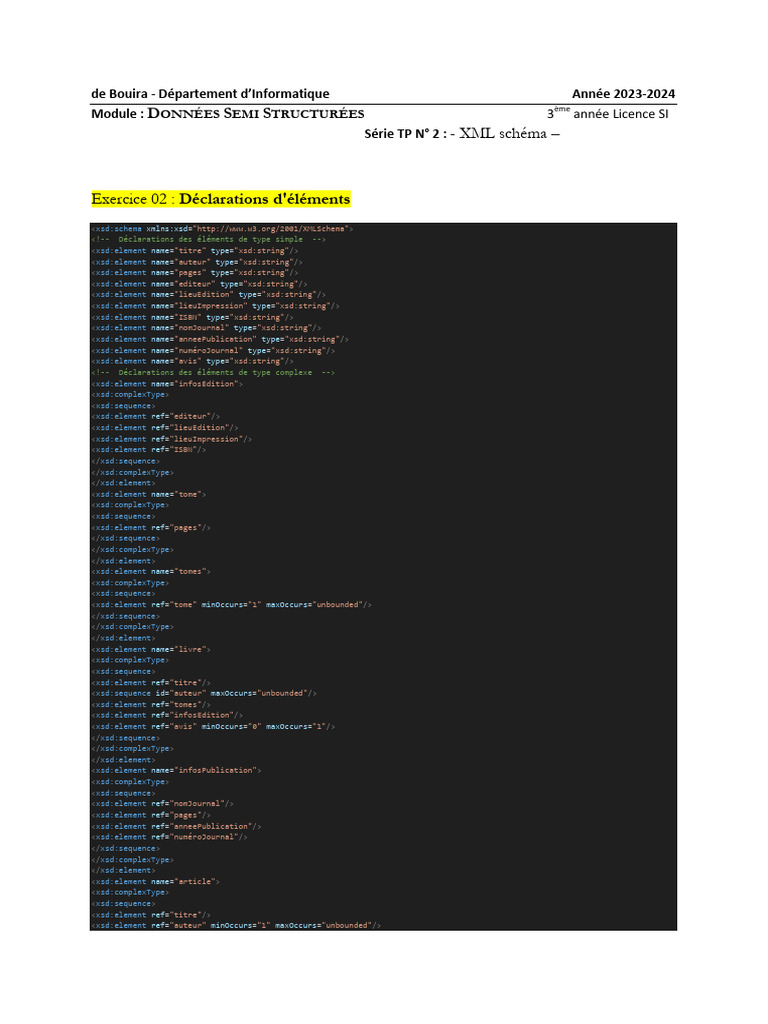 Microsoft Word - Correction TP 02 XSD - Docx - TP - 02 - Correction | PDF