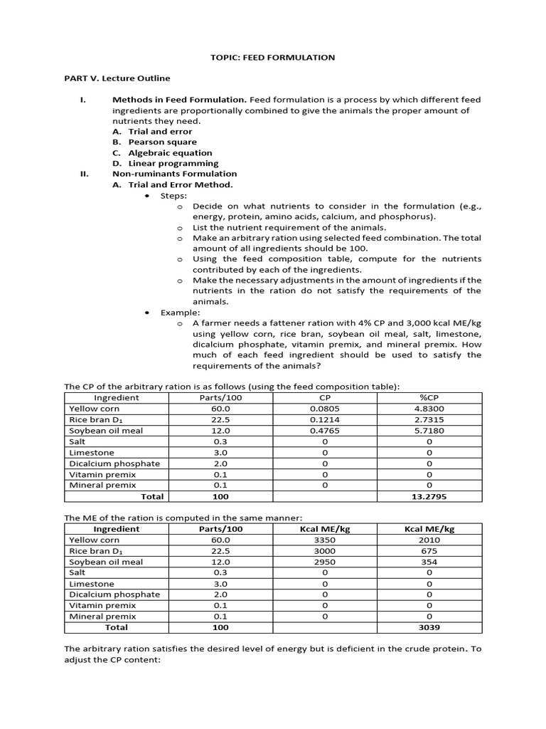 ANS041 Part 5 Feed Formulation | PDF | Parts Per Notation | Vitamin
