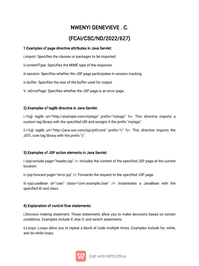 Java Servlet JSP Directives and Elements | PDF