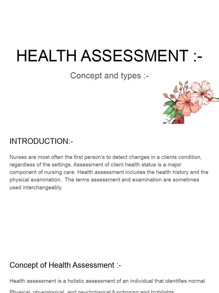 Types of Health Assessment in Nursing | PDF