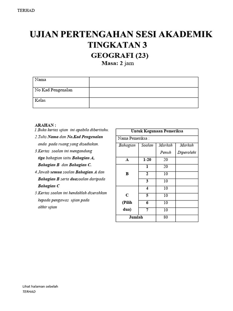 Uasa T3 Geo 2024 (Pertengahan) | PDF