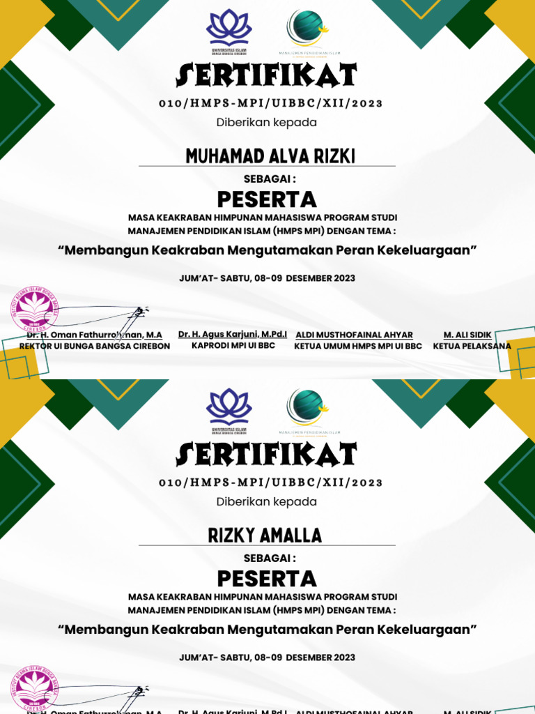 Sertifikat Makrab 1 Dokumen | PDF