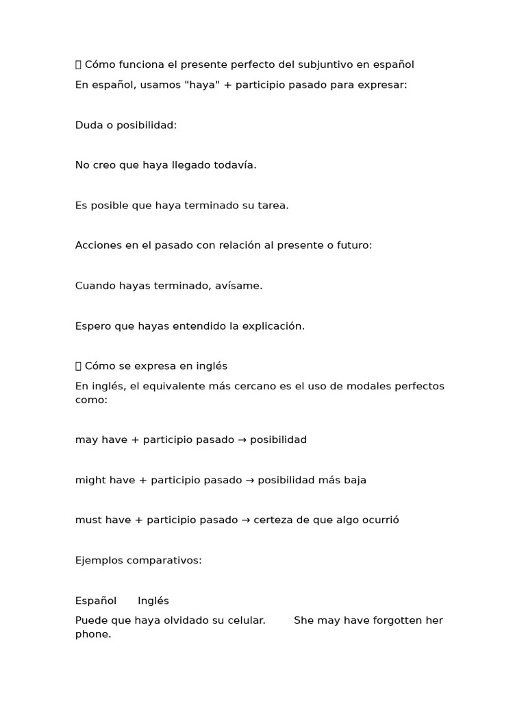 Presente Perfecto del Subjuntivo | PDF