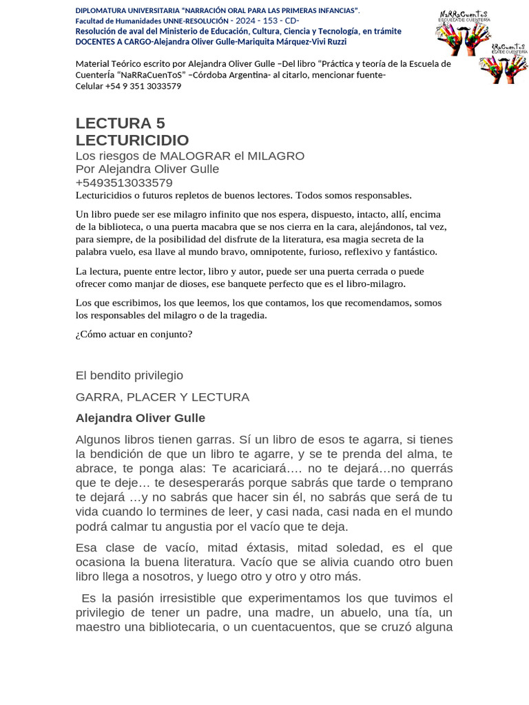 1-L21 Lectura Lecturicidio y Consejos para Oprtimizar La Narracion de ...