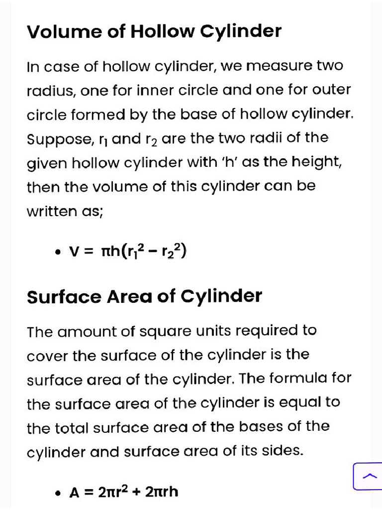 Volume of Hallow Cylinder | PDF