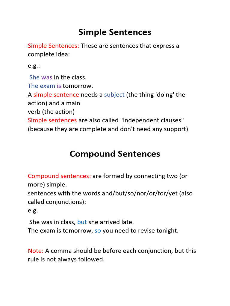 Simple Sentences | PDF