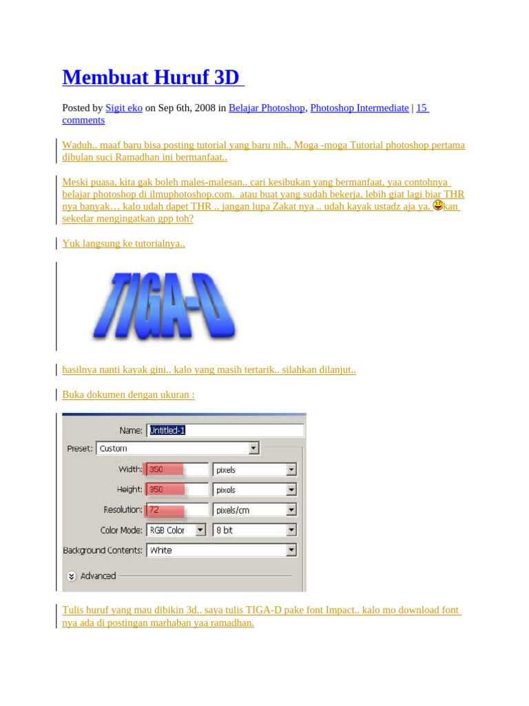 Tutorial Membuat Huruf 3D di Photoshop | PDF