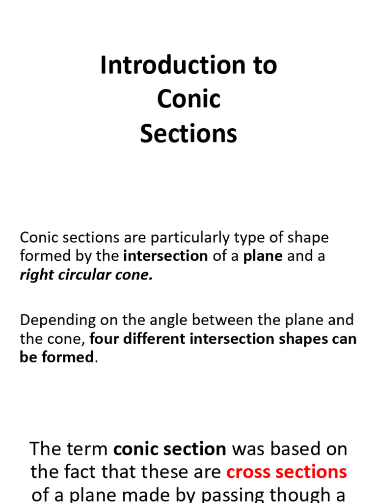 Intro to Conic Sections Students Copy | PDF | Circle | Geometry