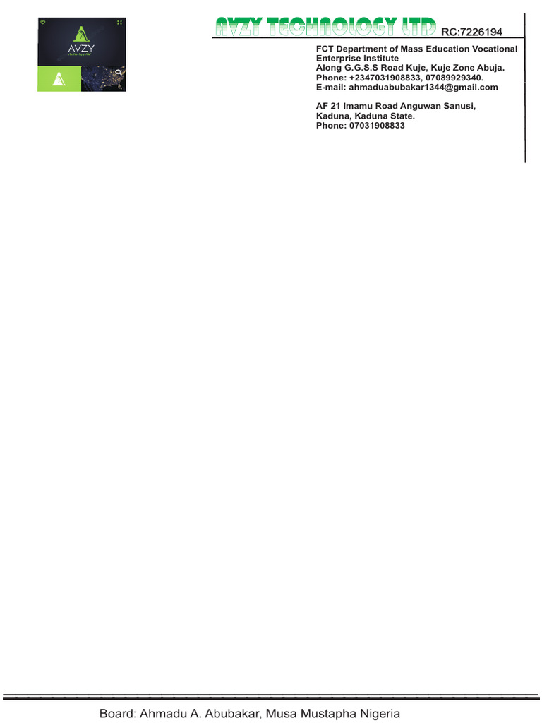 AVZY TECHNOLOGY LTD Letterhead - 122919 | PDF