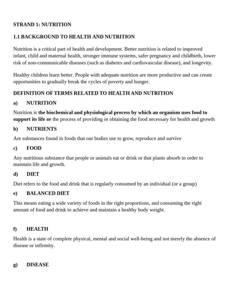 Health and Nutrition Notes | PDF | Small Intestine | Gastrointestinal Tract