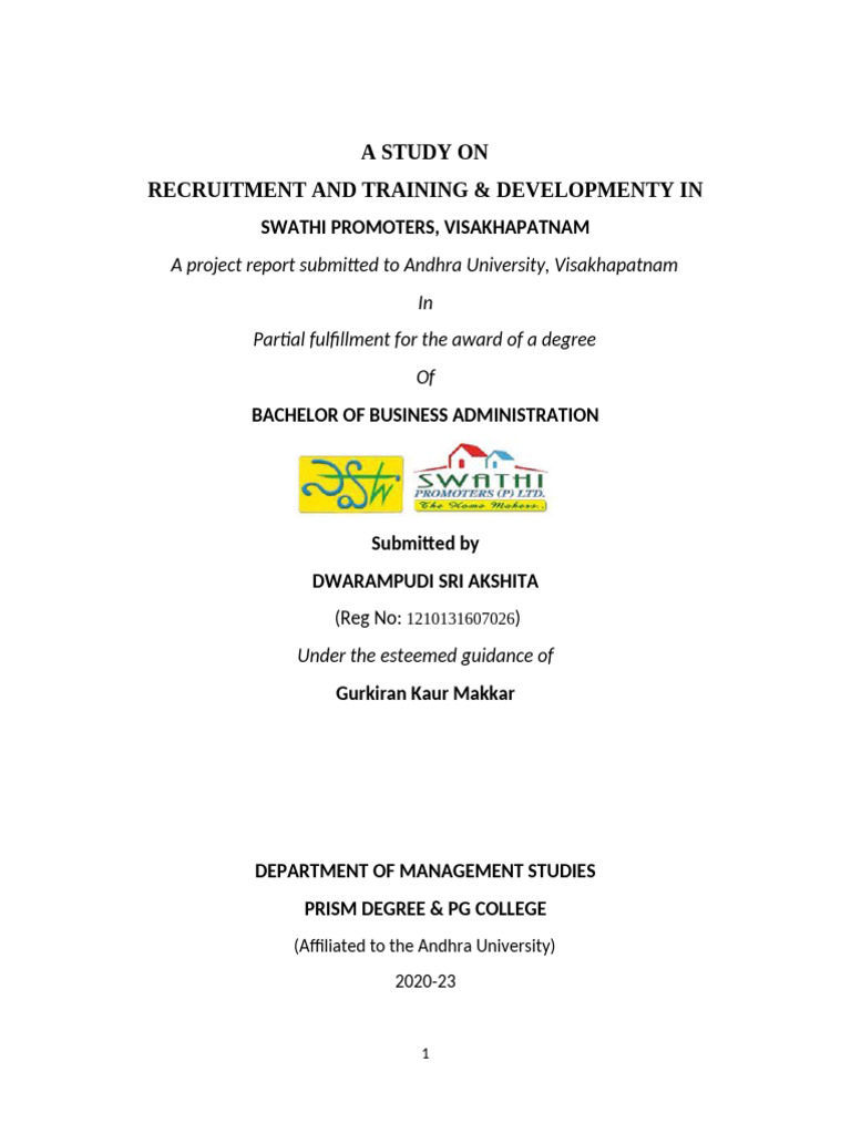 Swathi Report | PDF | Recruitment | Human Resource Management