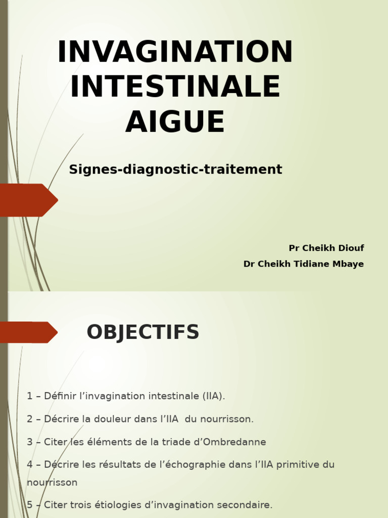 Invagination Intestinale Aiguë : Diagnostic et Traitement | PDF ...