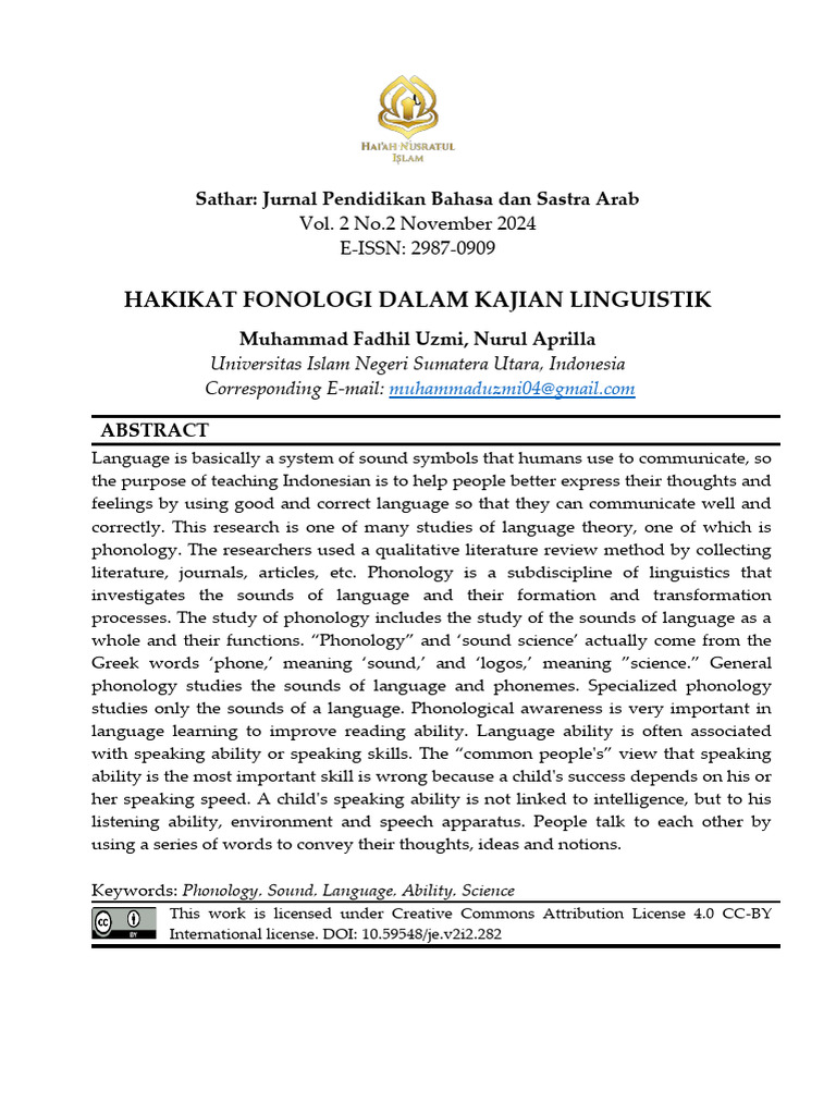 HAKIKAT_FONOLOGI_DALAM_KAJIAN_LINGUISTIK | PDF