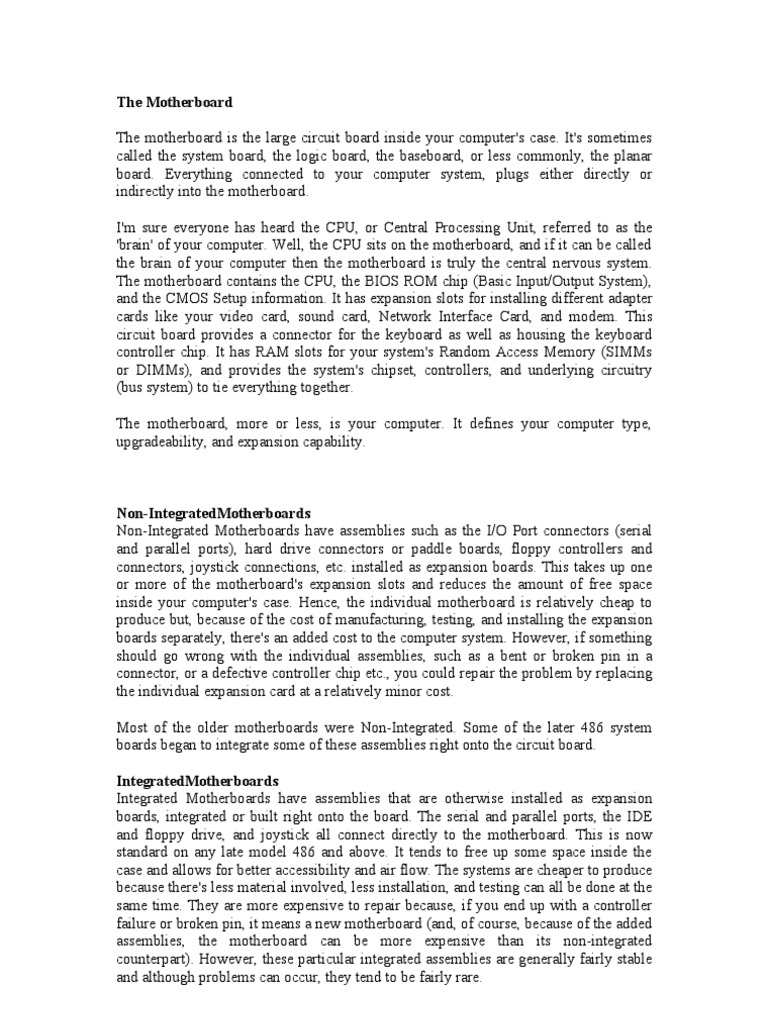The Motherboard Notes Download Free Pdf Office Equipment Equipment