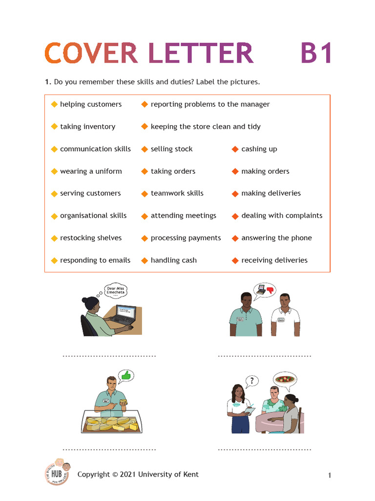 Cover Letter B1 Students Worksheet 1 | PDF | Waiting Staff
