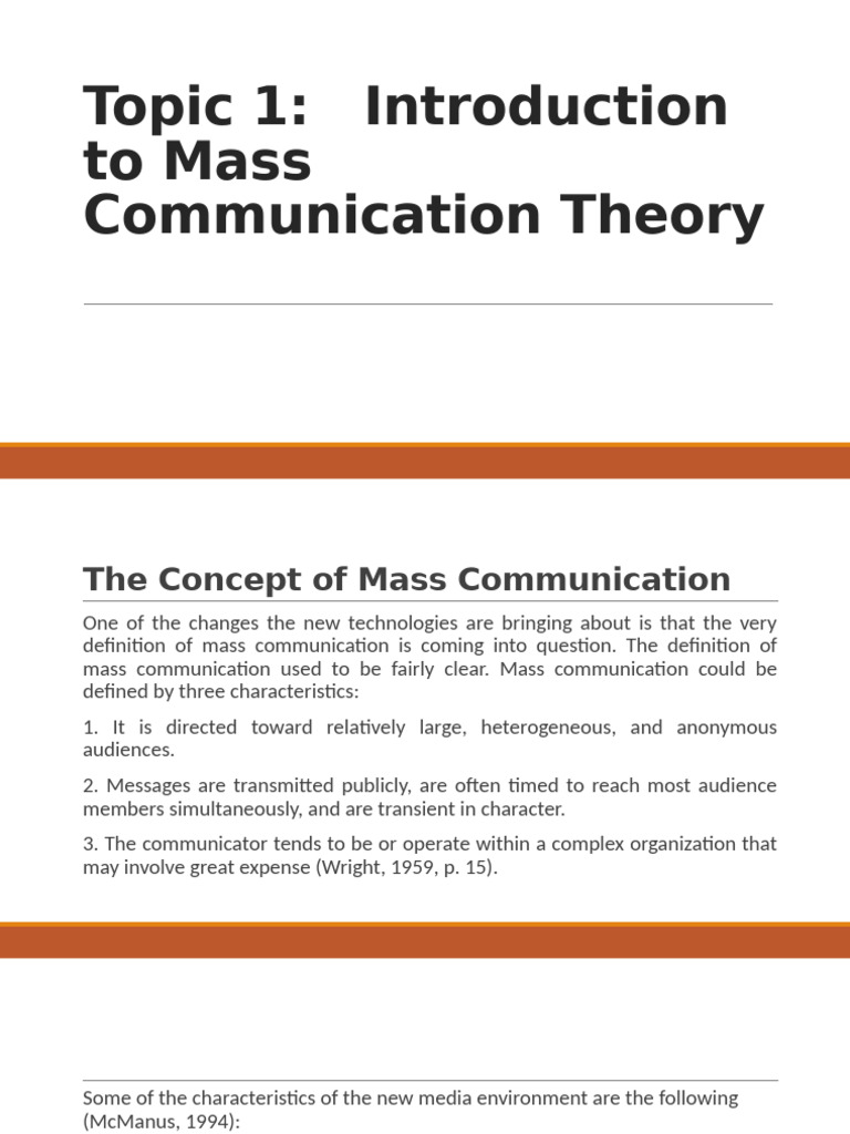 Topic 1 Introduction to Mass Communication Theory | PDF | Theory ...