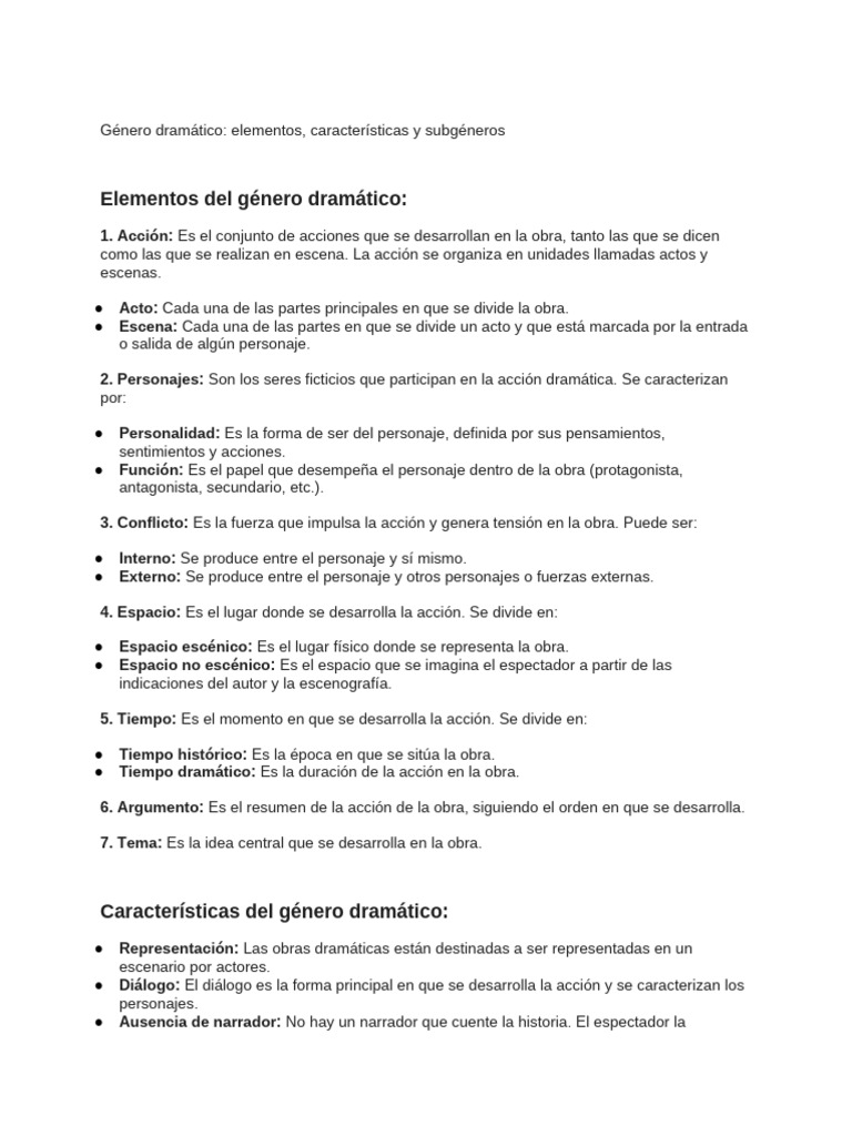 Género Dramático, Elementos, Características y Su... | PDF | Comedia ...