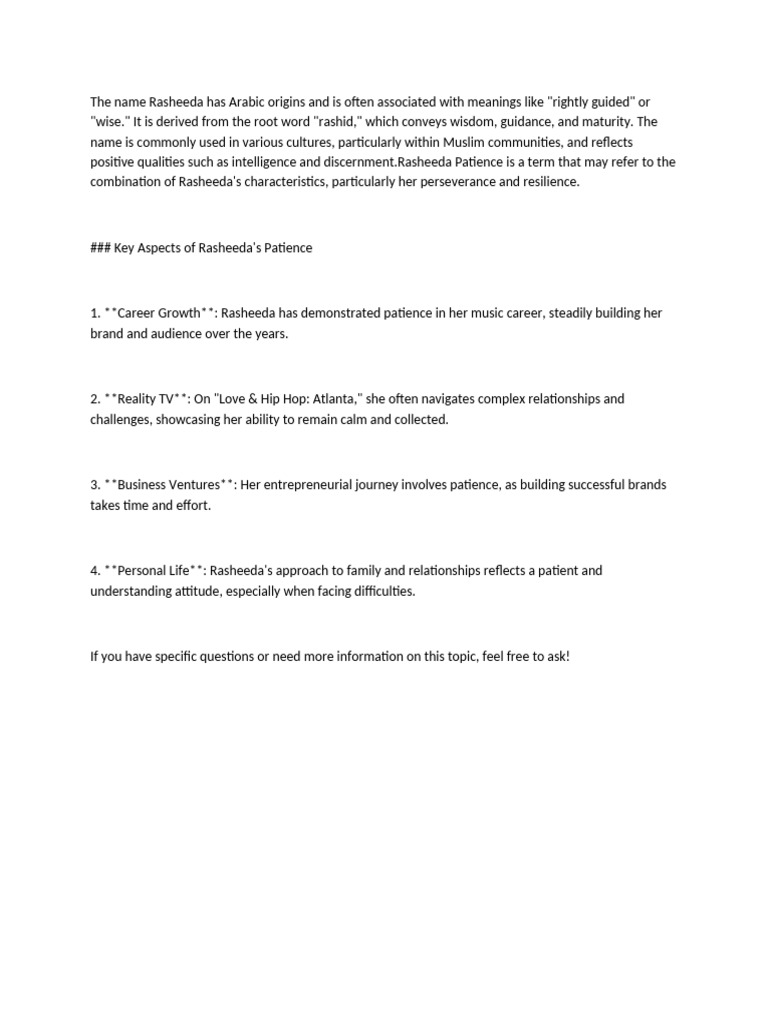 Meaning and Origins of Rasheeda | PDF