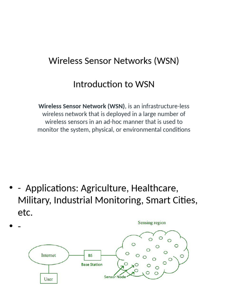 Wireless Sensor Networks Presentation | PDF | Wireless Sensor Network | Computer Network