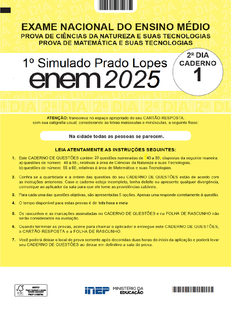 Capa Simulado 2° Dia | PDF