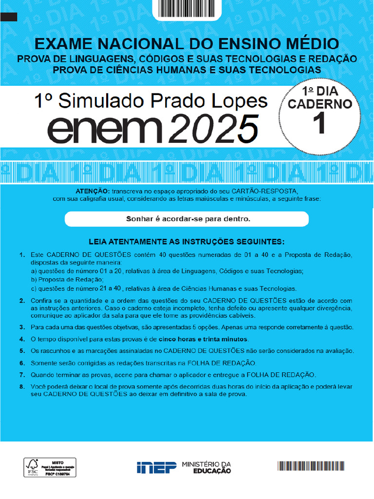 Capa simulado 1º dia | PDF