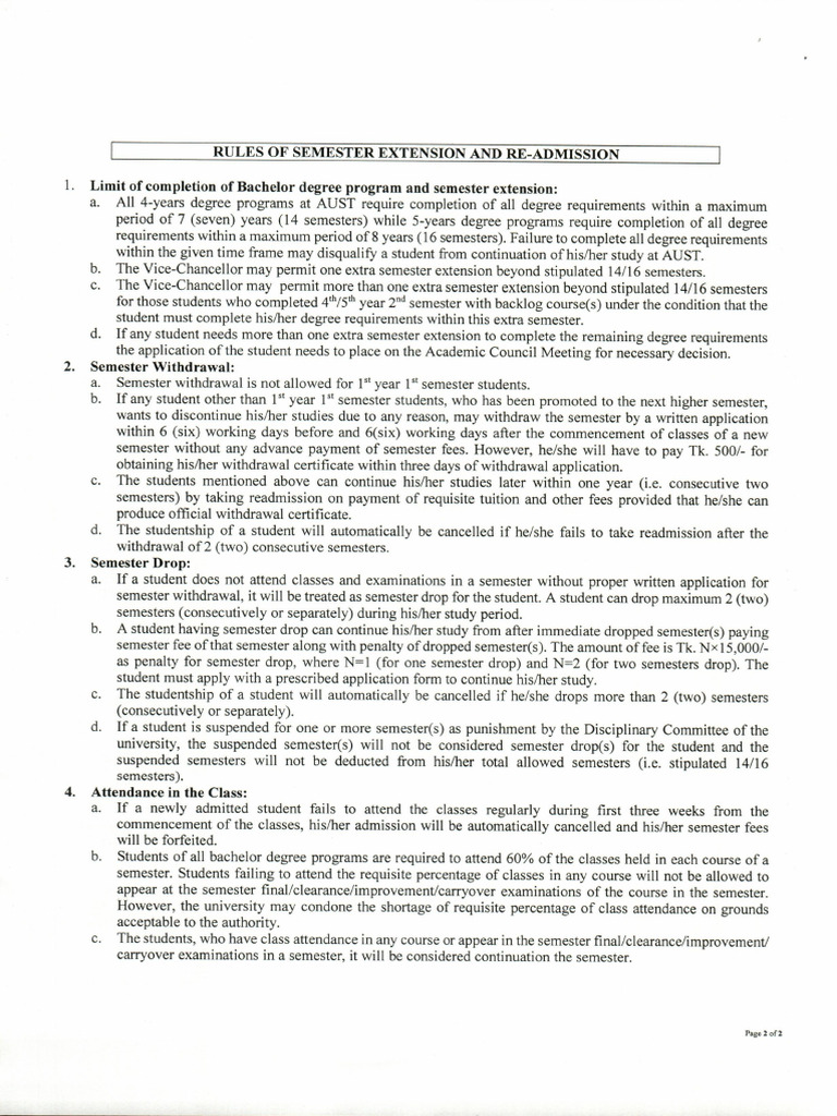 Aust Rules For Semester Drop | PDF