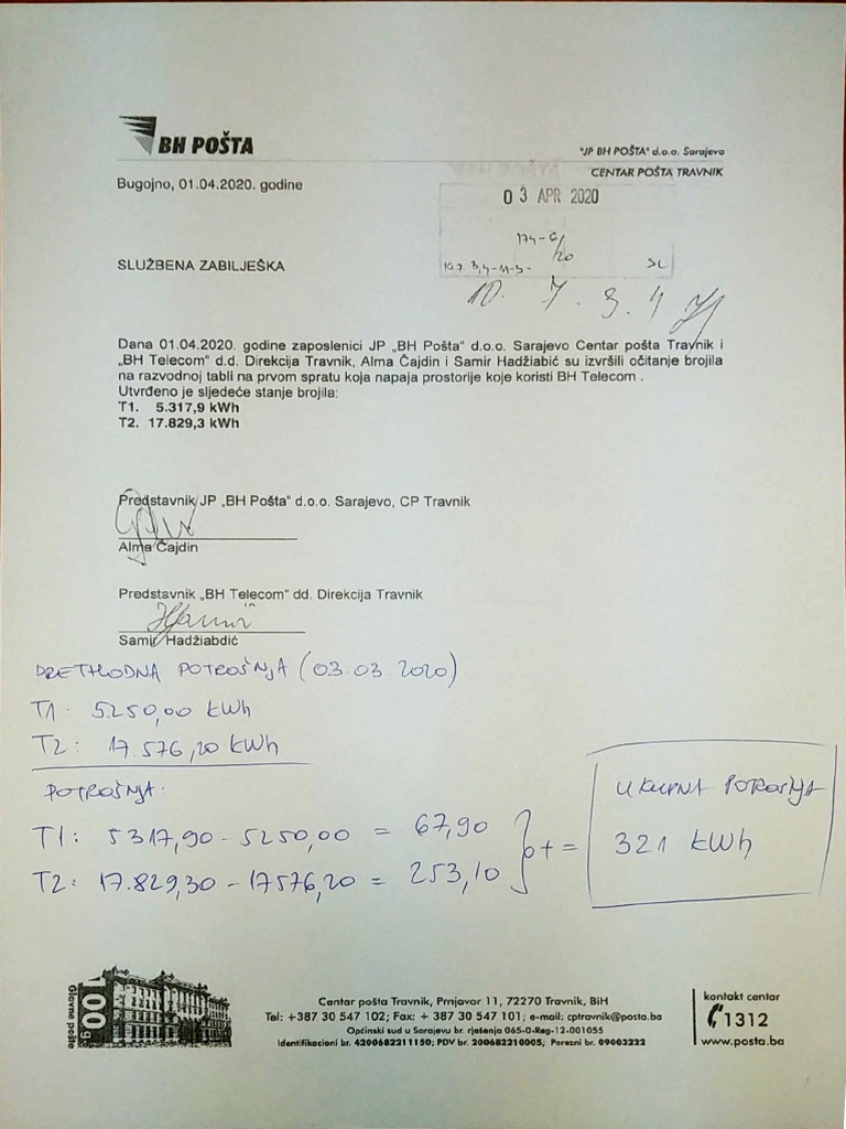 Bugojno Ocitanje Brojila 01042020 | PDF