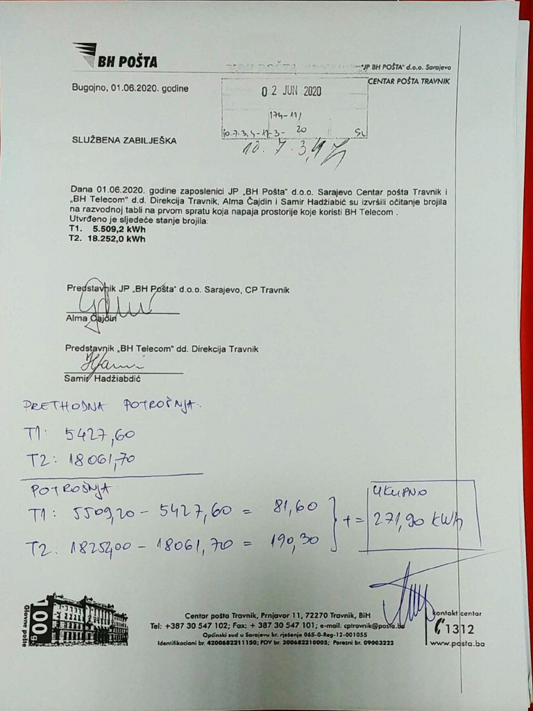 Bugojno Ocitanje Brojila 01062020 | PDF