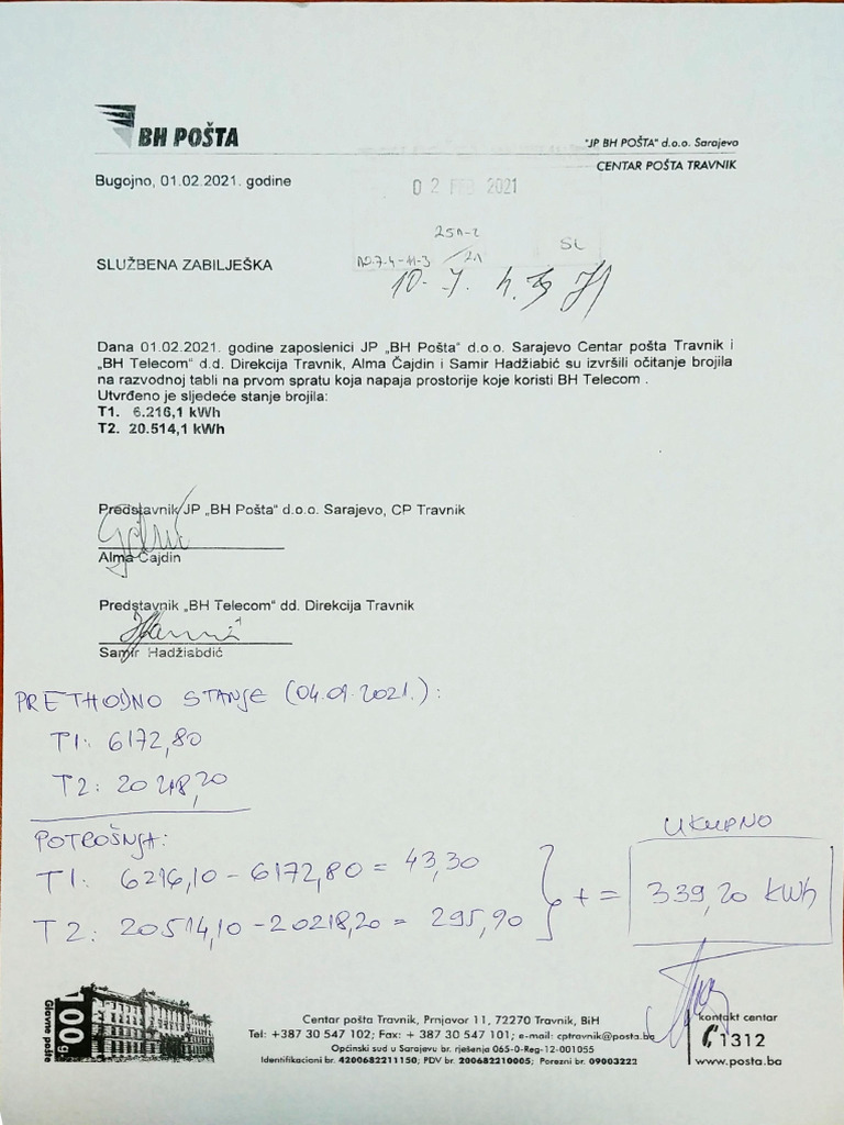 Bugojno Ocitanje Brojila 01022021 | PDF