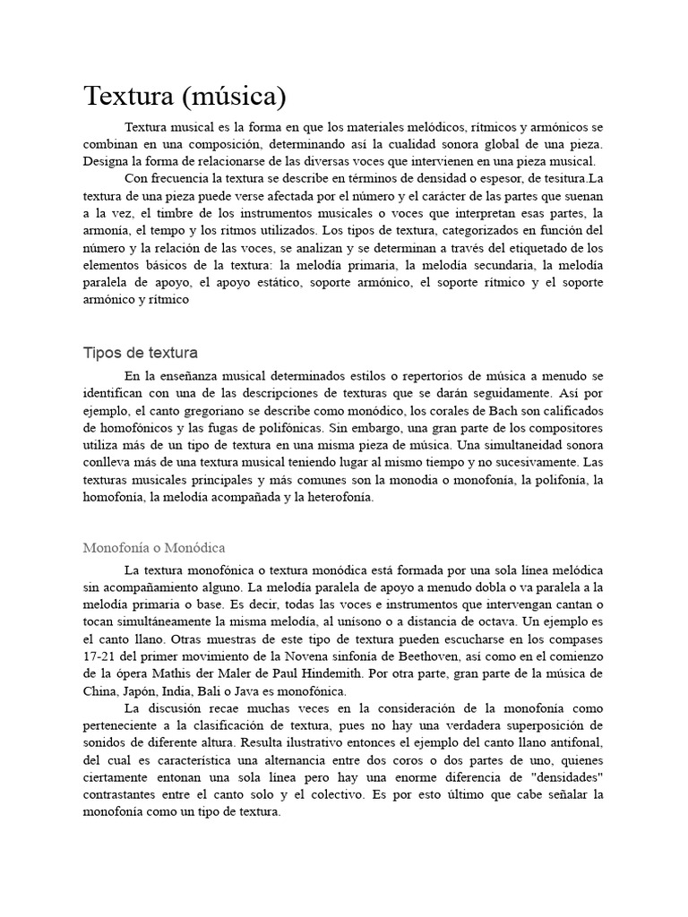 Textura Musical_112036 (1) | PDF | Composiciones Musicales | Elementos ...