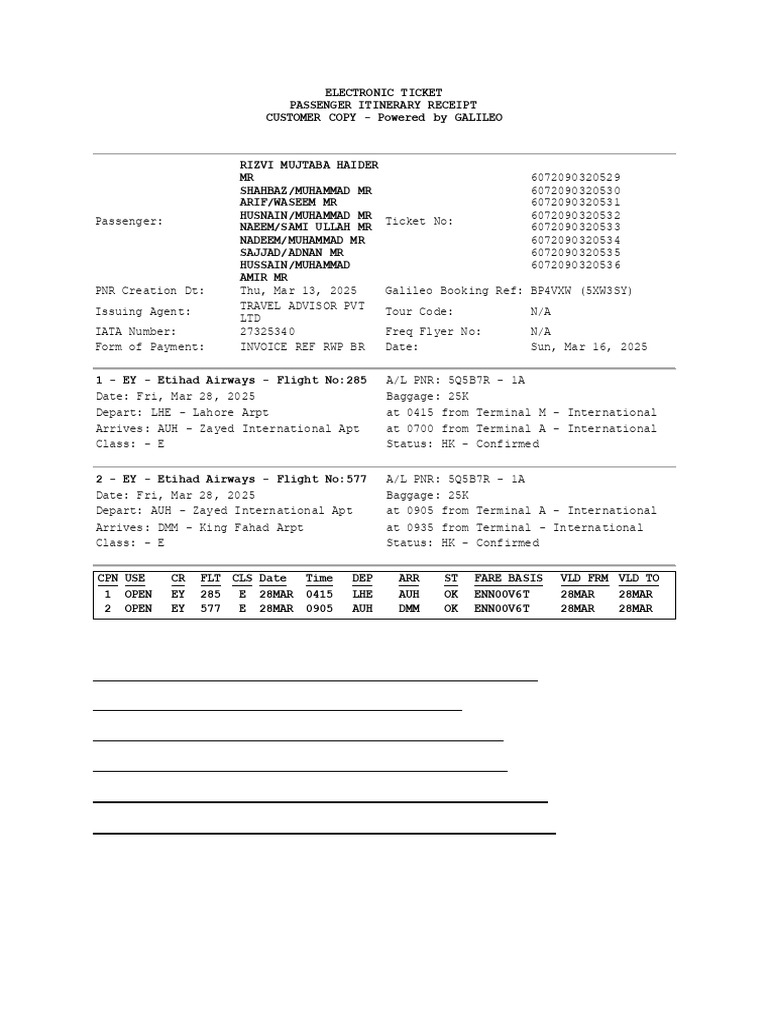 Electronic Ticket 9 Group | PDF | Aviation | Airlines