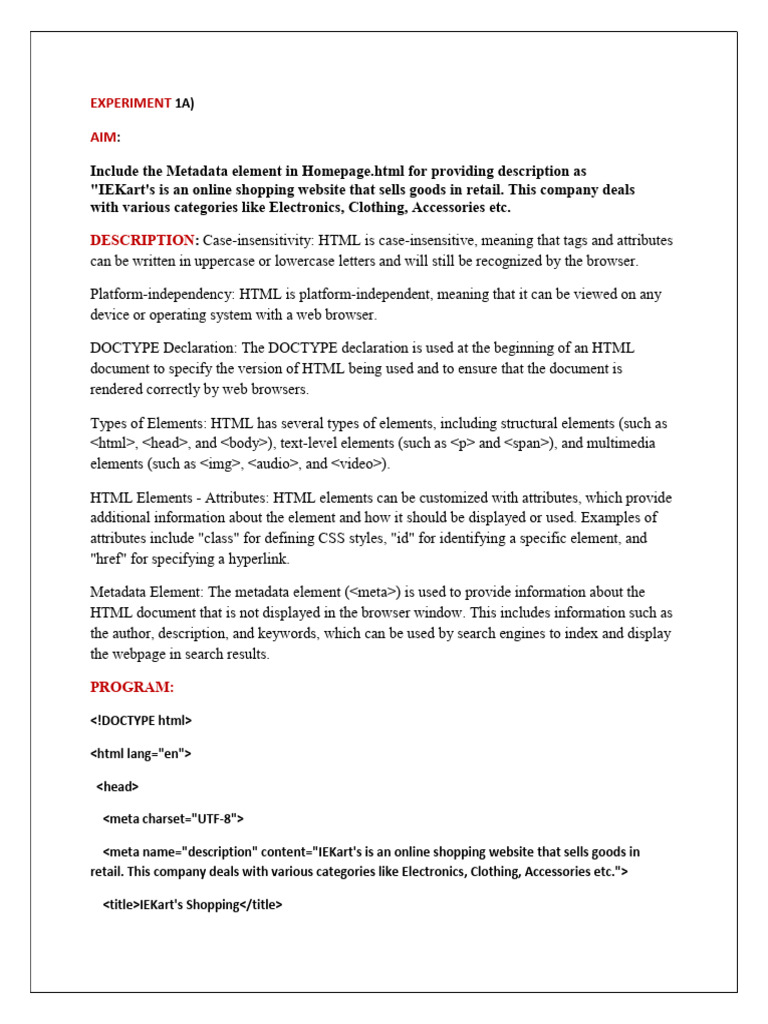 MSD Lab (1-4 Exp) | PDF | Html | Class (Computer Programming)