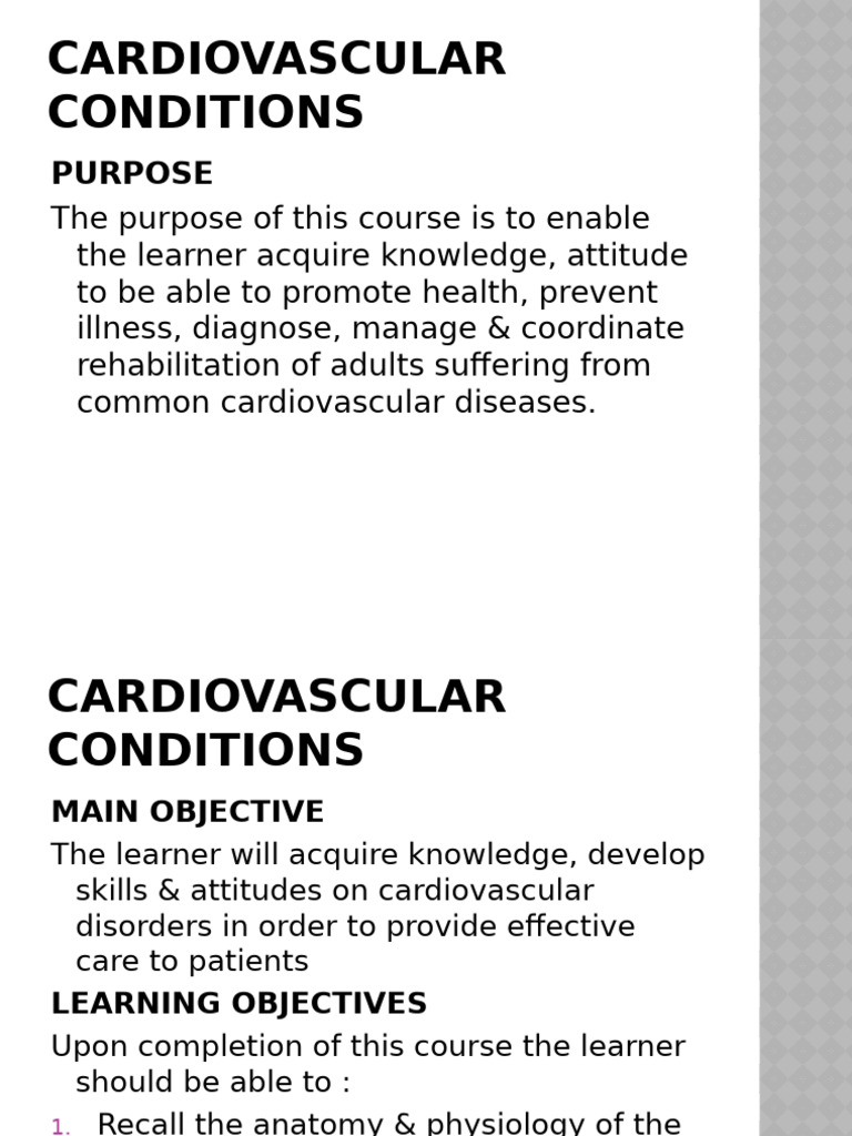 Cardiovascular Conditions (20 HRS) | PDF | Heart | Thrombus