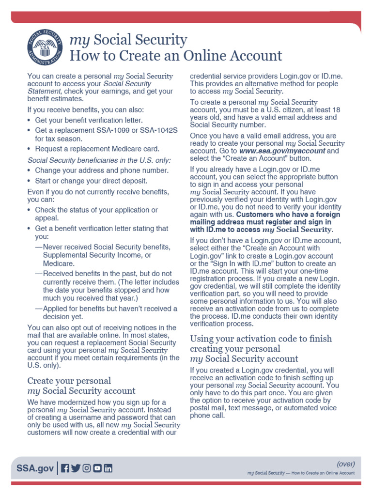Create Your my Social Security Account | PDF | Social Security (United ...