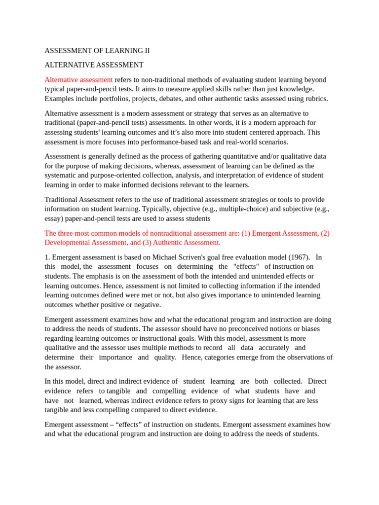 Assessment of Learning Ii Report | PDF | Educational Assessment | Learning