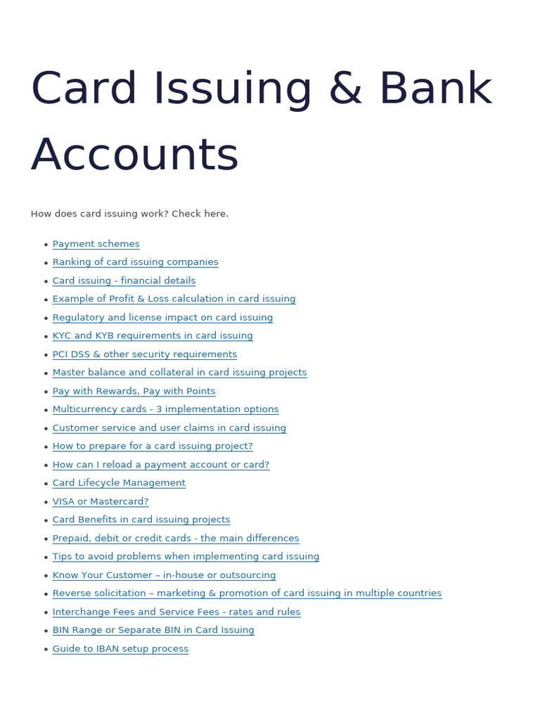 Card Issuing Bank Accounts | PDF | Payment Card Industry Data Security ...